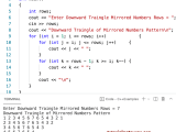 C Program To Print Downward Triangle Mirrored Numbers Pattern