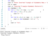C Program To Print Inverted Triangle Alphabets Pattern