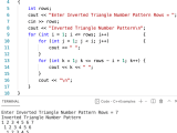 C Program To Print Inverted Triangle Numbers Pattern