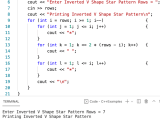 C Program To Print Inverted V Star Pattern