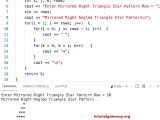 C Program To Print Mirrored Right Triangle Star Pattern