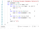 C Program To Print Pyramid Alphabets Pattern