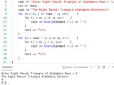 C Program To Print Right Pascals Triangle Alphabets Pattern