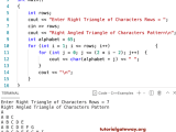 C Program To Print Right Triangle Character Pattern