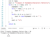 C Program To Print Triangle Alphabets Pattern