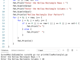 Go Program To Print Hollow Rectangle Star Pattern
