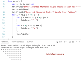 Go Program To Print Inverted Mirrored Right Triangle Star Pattern