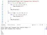 Go Program To Print Right Half Diamond Star Pattern