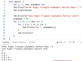 Go Program To Print Right Triangle Alphabets Pattern