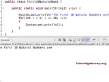 Java Program To Print First 10 Natural Numbers
