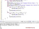 Java Program To Print Half Diamond Star Pattern