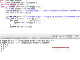 Java Program To Print Inverted Right Triangle Of Consecutive Numbers