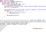 Java Program To Print Inverted Right Triangle Numbers In Reverse