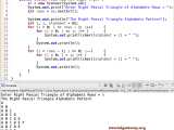 Java Program To Print Right Pascals Triangle Alphabets Pattern