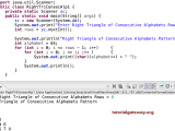 Java Program To Print Right Triangle Of Consecutive Alphabets Pattern