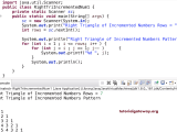 Java Program To Print Right Triangle Of Incremented Numbers