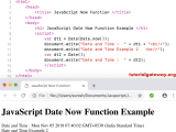 Javascript Date Now Function