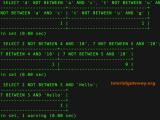 Mysql Not Between Operator