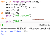 Python Program For Palindrome Number