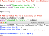 Python Program To Add Key Value Pair To A Dictionary