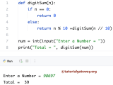 Python Program To Find Sum Of Digits Of A Number