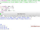 Python Program To Print Consecutive Column Numbers In Right Triangle