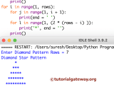 Python Program To Print Diamond Star Pattern