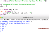 Python Program To Print Downward Triangle Alphabets Pattern