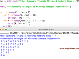 Python Program To Print Downward Triangle Mirrored Numbers Pattern