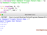 Python Program To Print Downward Triangle Star Pattern