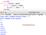 Python Program To Print Half Diamond Star Pattern