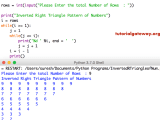 Python Program To Print Inverted Right Triangle Of Numbers