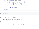 Python Program To Print L Star Pattern