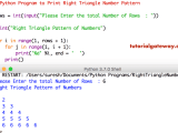 Python Program To Print Right Triangle Number Pattern