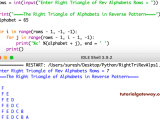 Python Program To Print Right Triangle Of Alphabets In Reverse