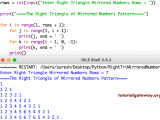 Python Program To Print Right Triangle Of Mirrored Numbers Pattern