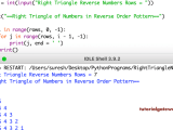 Python Program To Print Right Triangle Of Numbers In Reverse