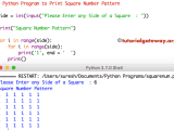 Python Program To Print Square Number Pattern