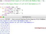 Python Program To Print Square Pattern Of Left Rotating Odd Numbers