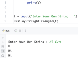Python Program To Print String Letters In Right Triangle Pattern