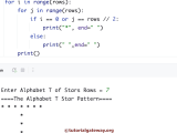 Python Program To Print T Star Pattern