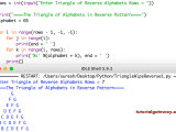 Python Program To Print Triangle Of Alphabets In Reverse Pattern