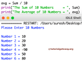 Python Program To Read 10 Numbers And Find Their Sum And Average
