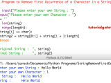 Python Program To Remove First Occurrence Of A Character In A String