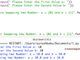Python Program To Swap Two Numbers