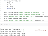 Python Program To Swap Two Numbers