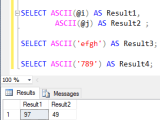 Sql Ascii Function