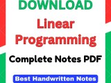 Linear Programming Notes Pdf Book Free Download 2023