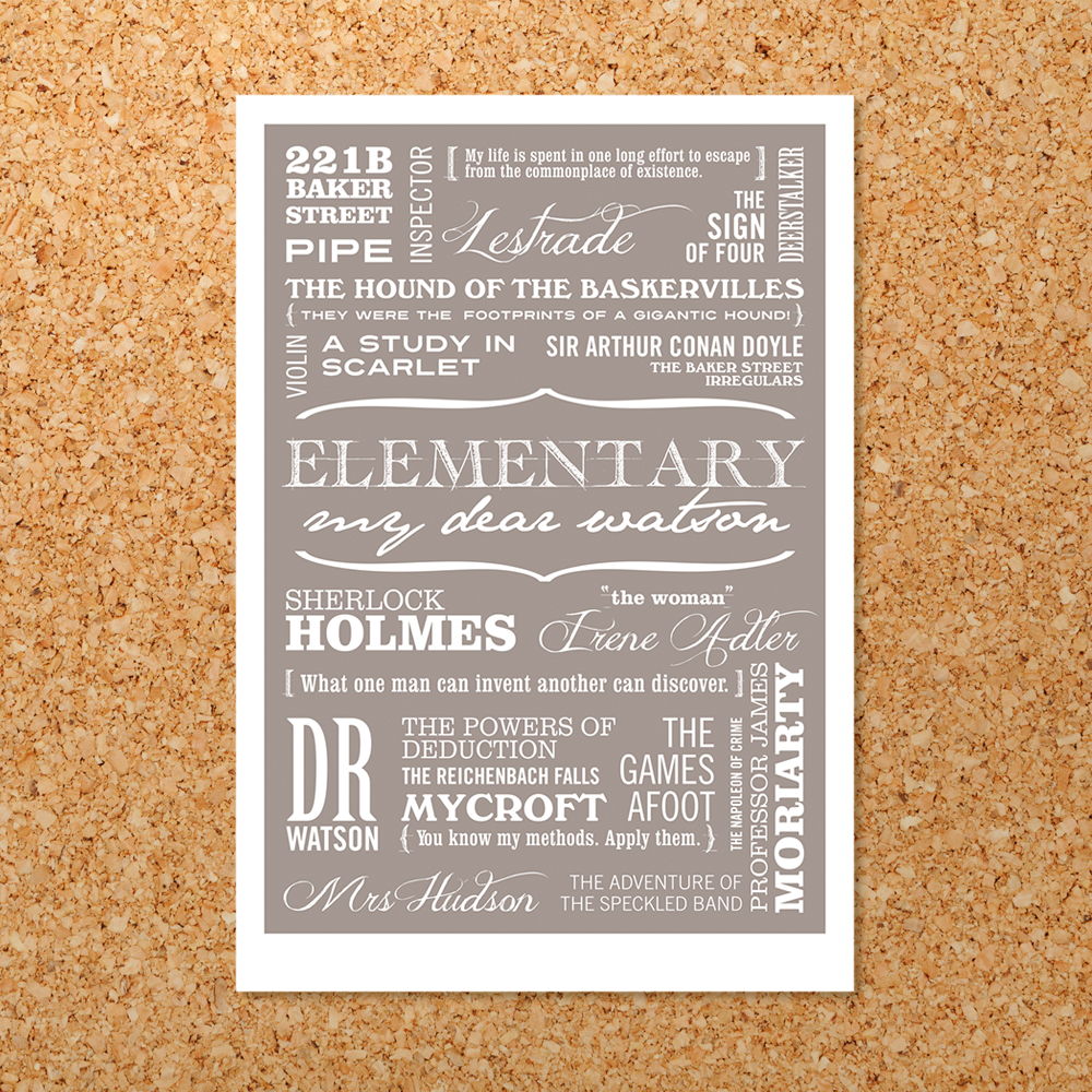Sherlock Holmes Print - High Quality Typographic Art Print - Typaprint