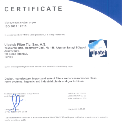 ISO 9001 Tuv Nord - Ulpatek